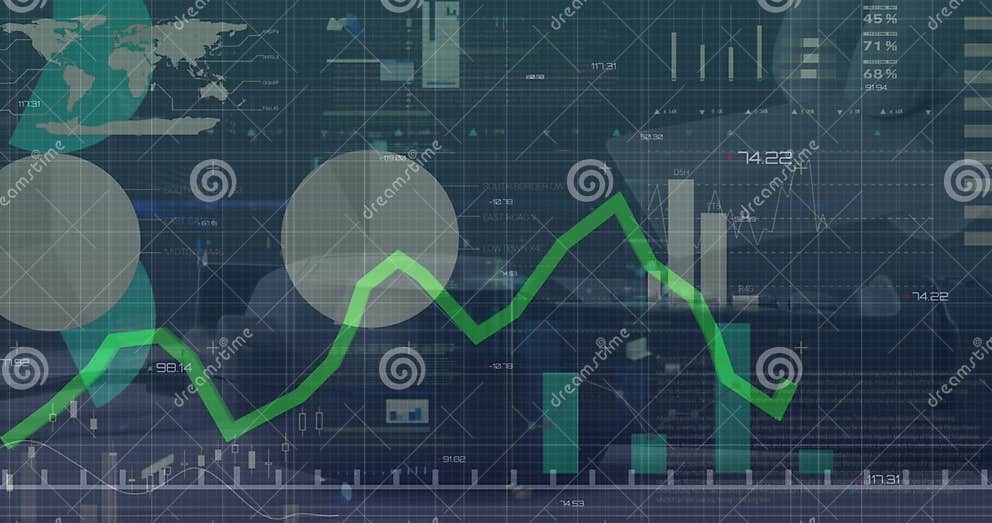 Image of Graphs and Charts Processing Data on Black Background Stock ...