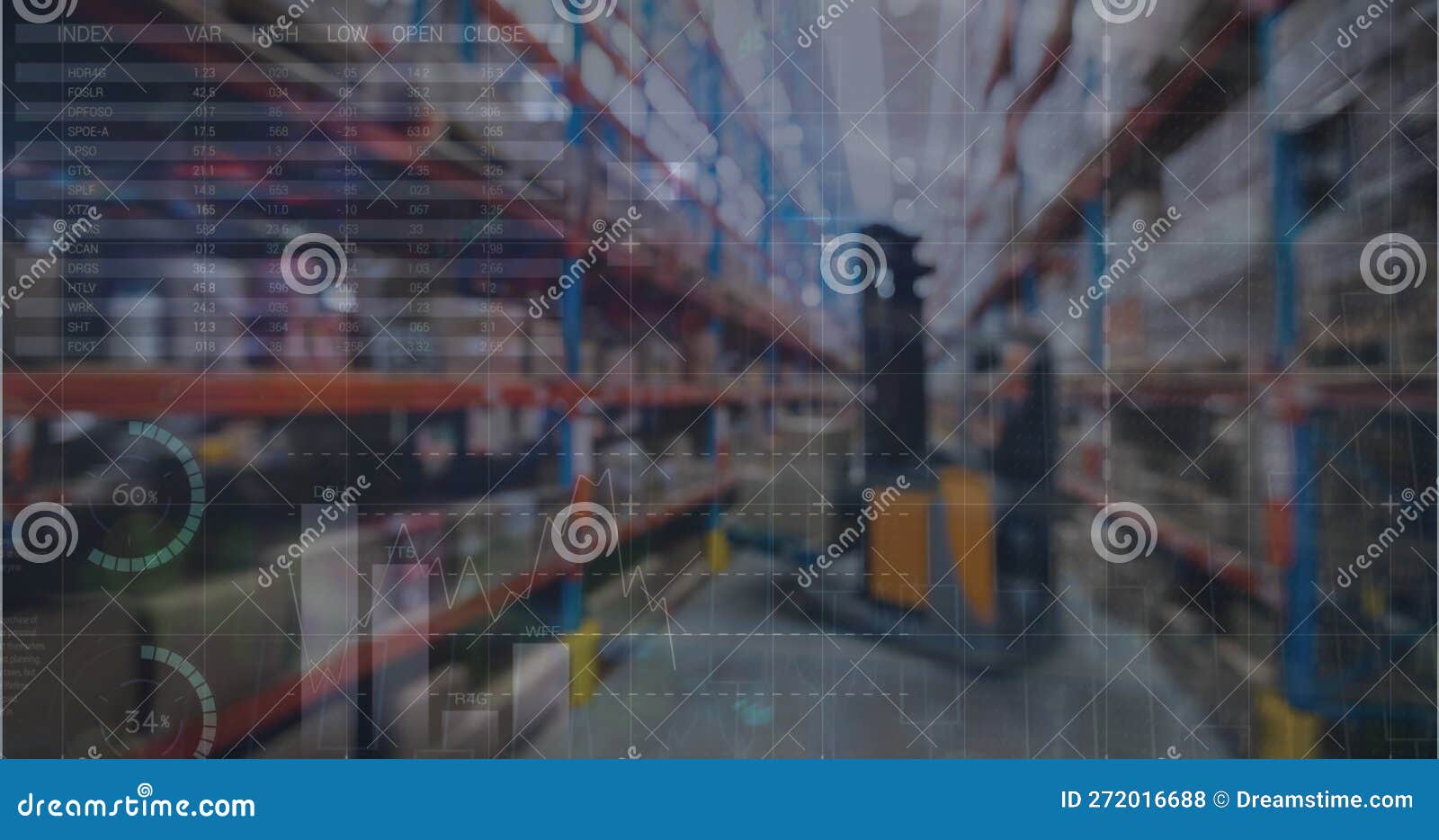 Image of Graphs and Data Over Warehouse Stock Illustration ...