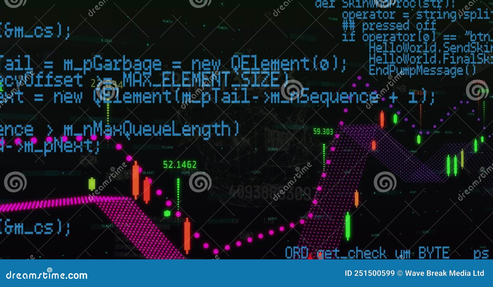 Image of Graphs and Data Processing on Black Background Stock ...
