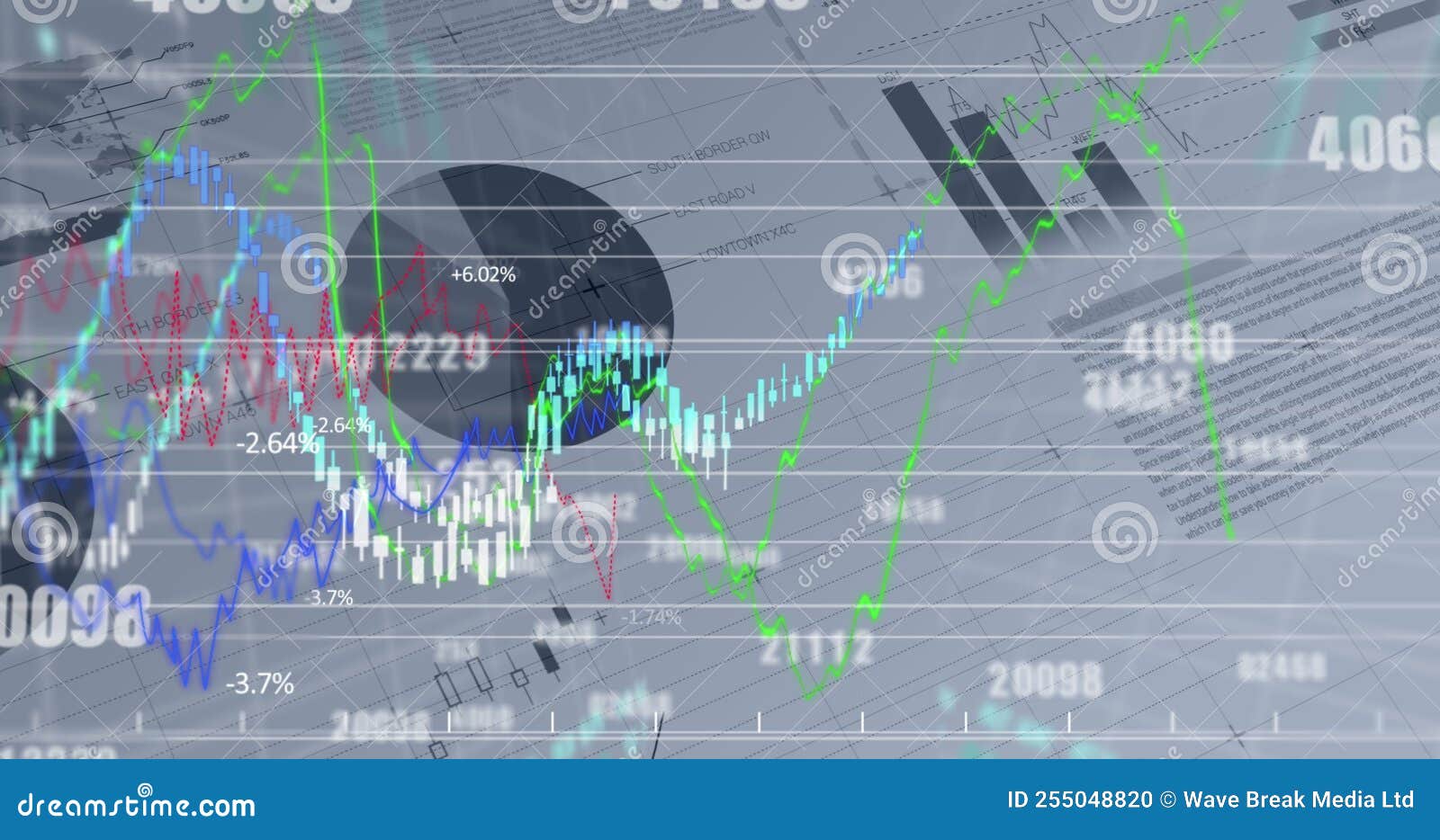 Image of Graphs and Financial Data Over Grey Background Stock Photo ...