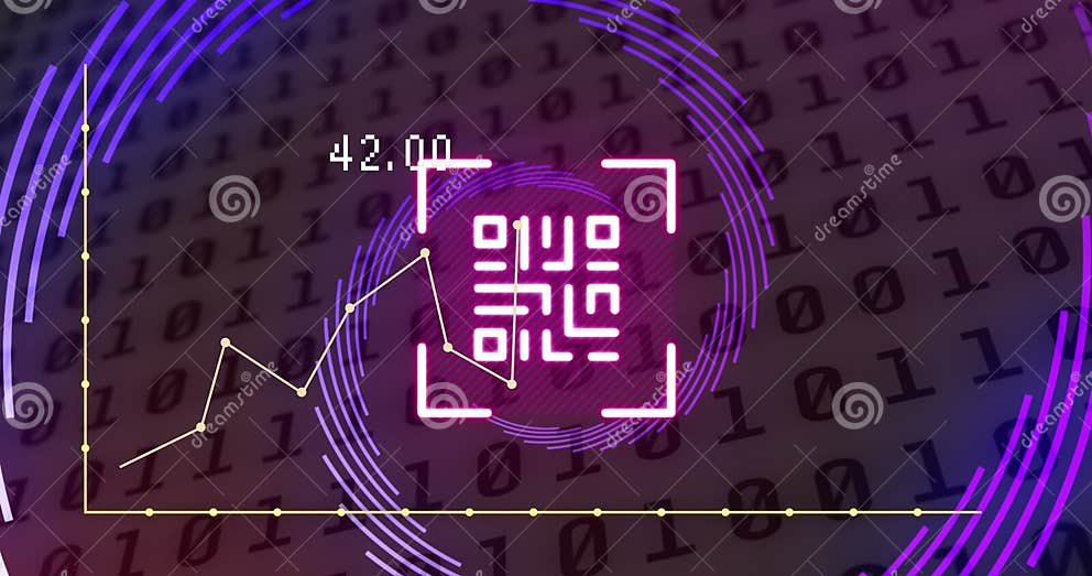 Image of Graphs and Qr Code Over Binary Code Stock Illustration ...