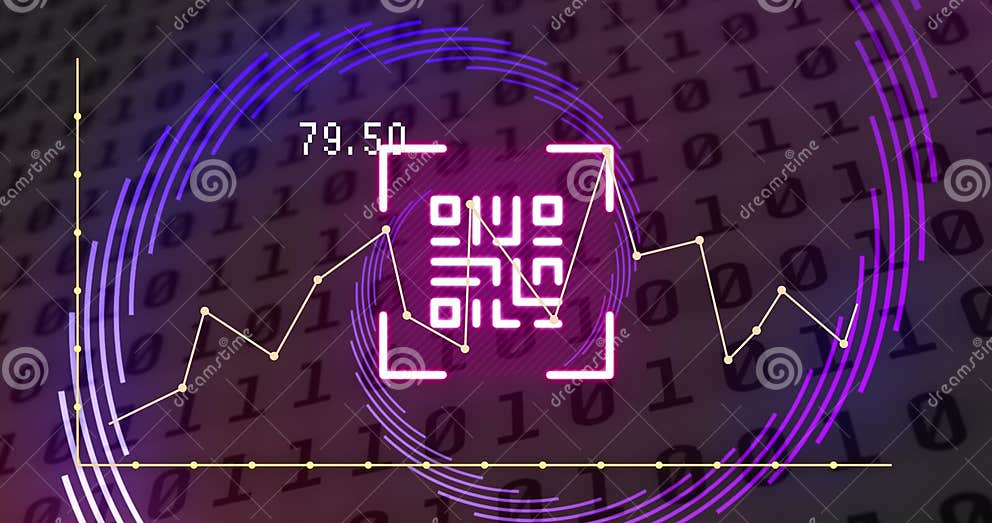 Image of Graphs and Qr Code Over Binary Code Stock Illustration ...