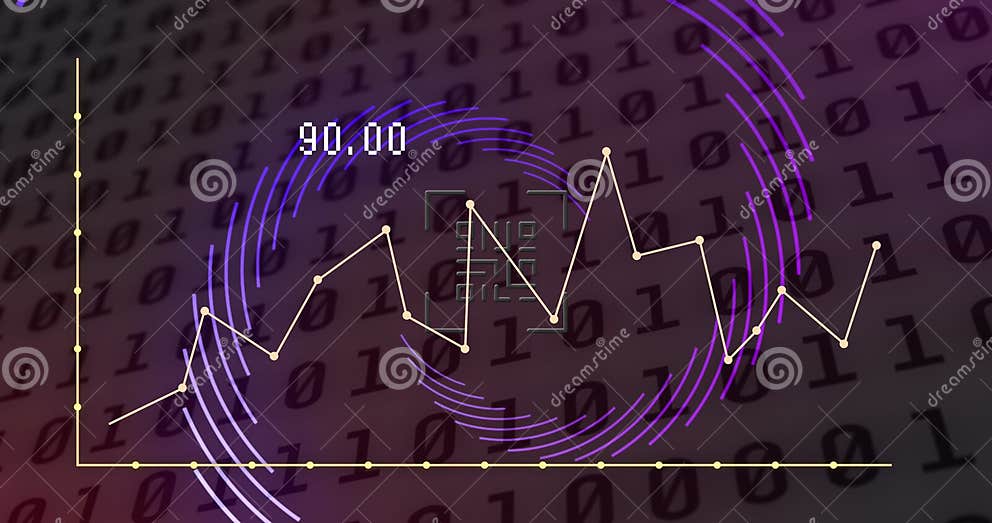 Image Of Graphs And Qr Code Over Binary Code Stock Illustration