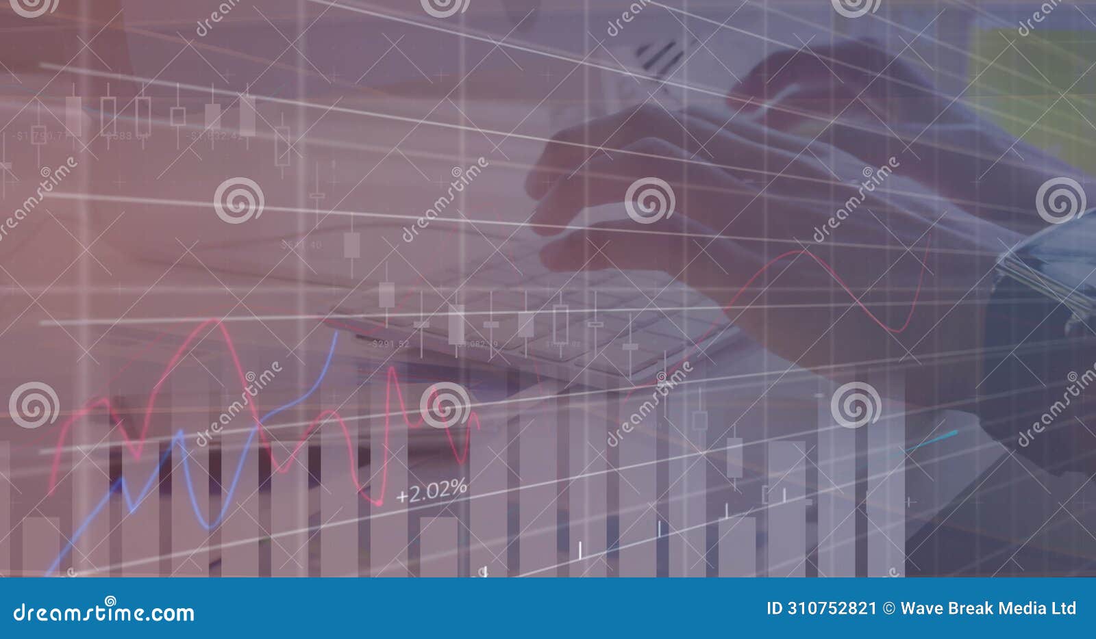 Image of Graphs Rolling Over a Person Typing on a Keyboard Stock Image ...