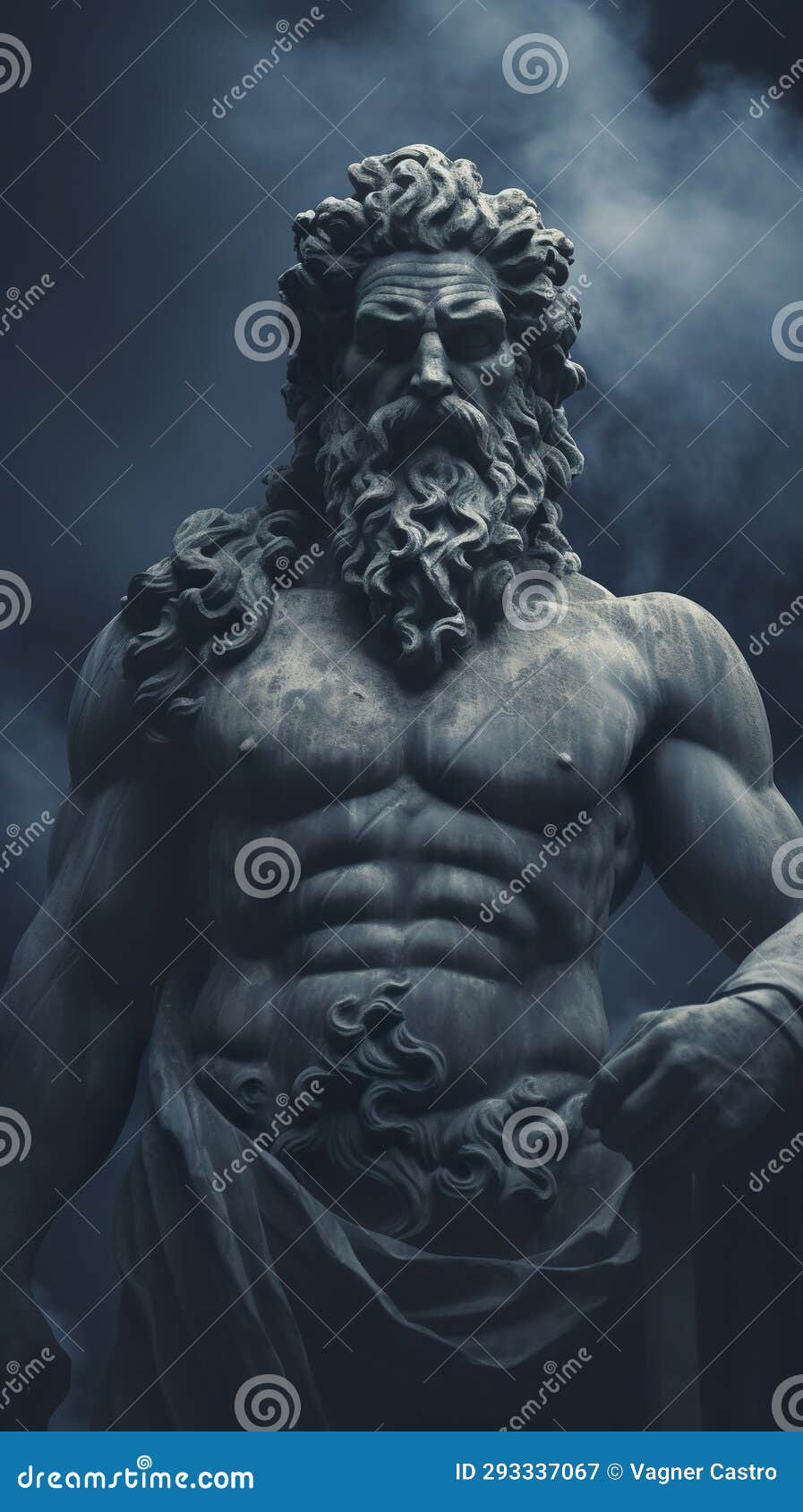 An Image of a Greek Philosopher Statue in Bluish Gray Tones. Stock ...