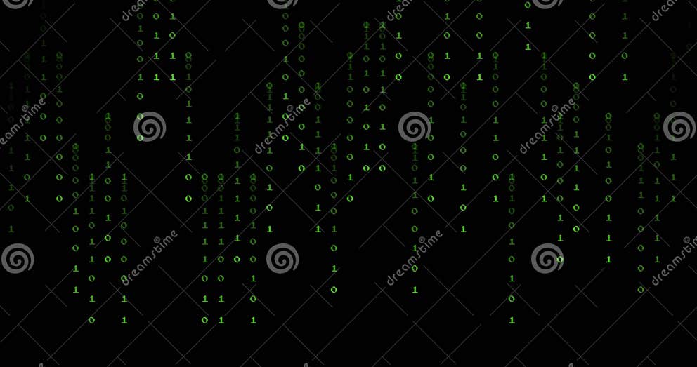Image Of Green Binary Coding Data Processing Over Black Background Stock Illustration