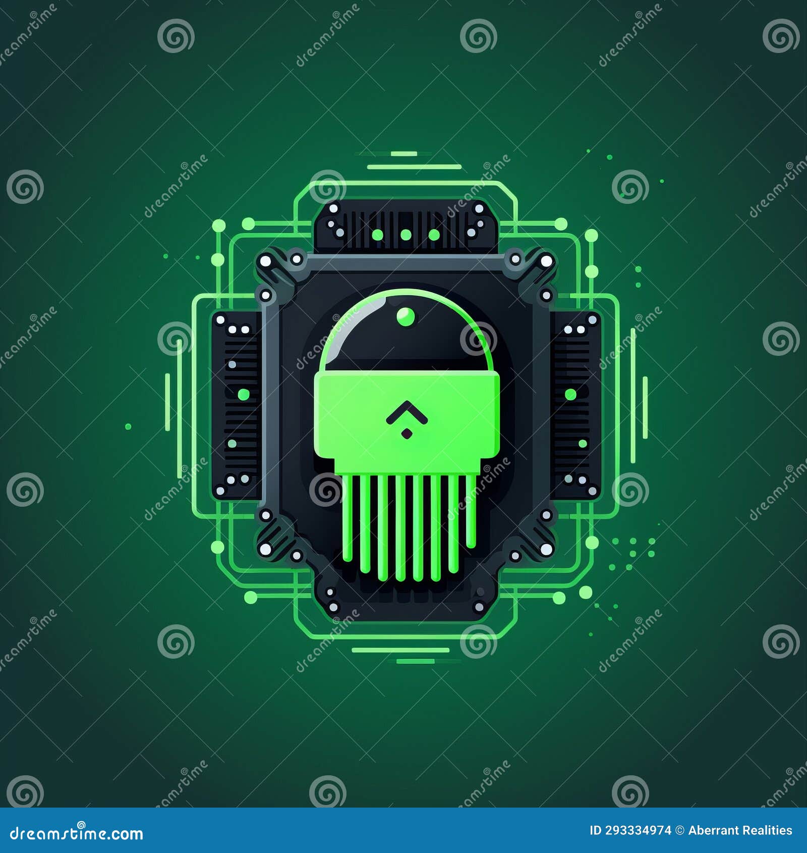 An Image of a Green and Black Computer Chip on a Green Background Stock ...