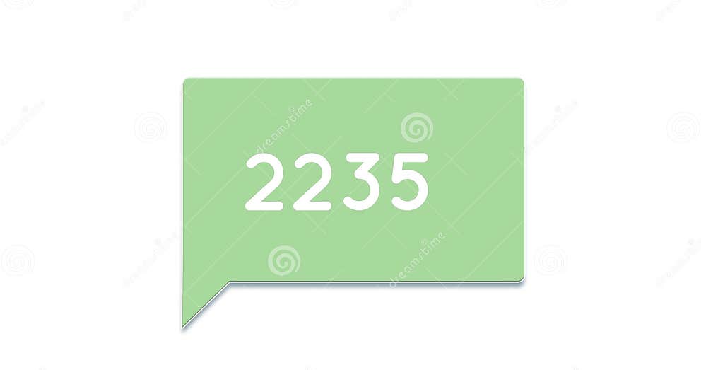 Image of a Green Chat Box with Numbers Increasing on a White Background ...