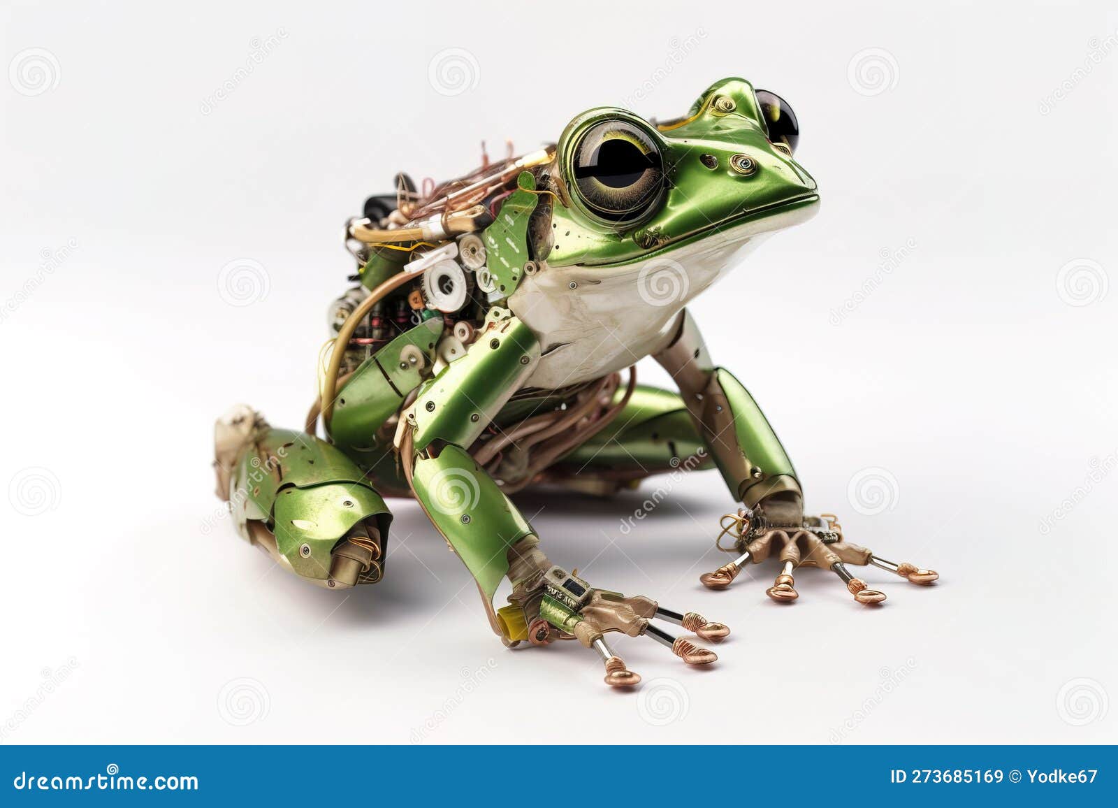 Image of a Green Frog Modified into a Robot on a White Background. Wild ...