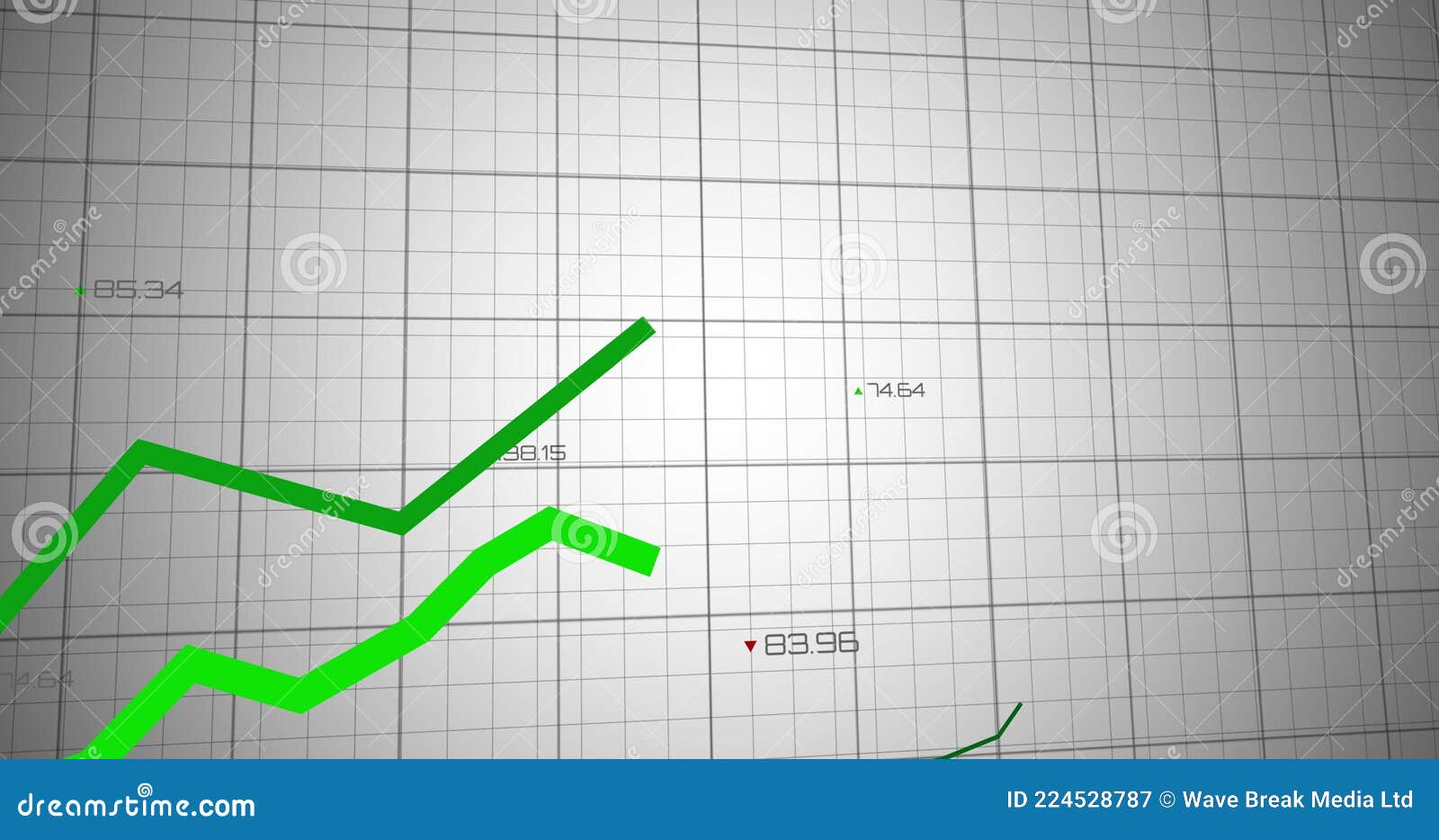 Image Of A Green Graph Line On Black Grid On White Background Stock ...