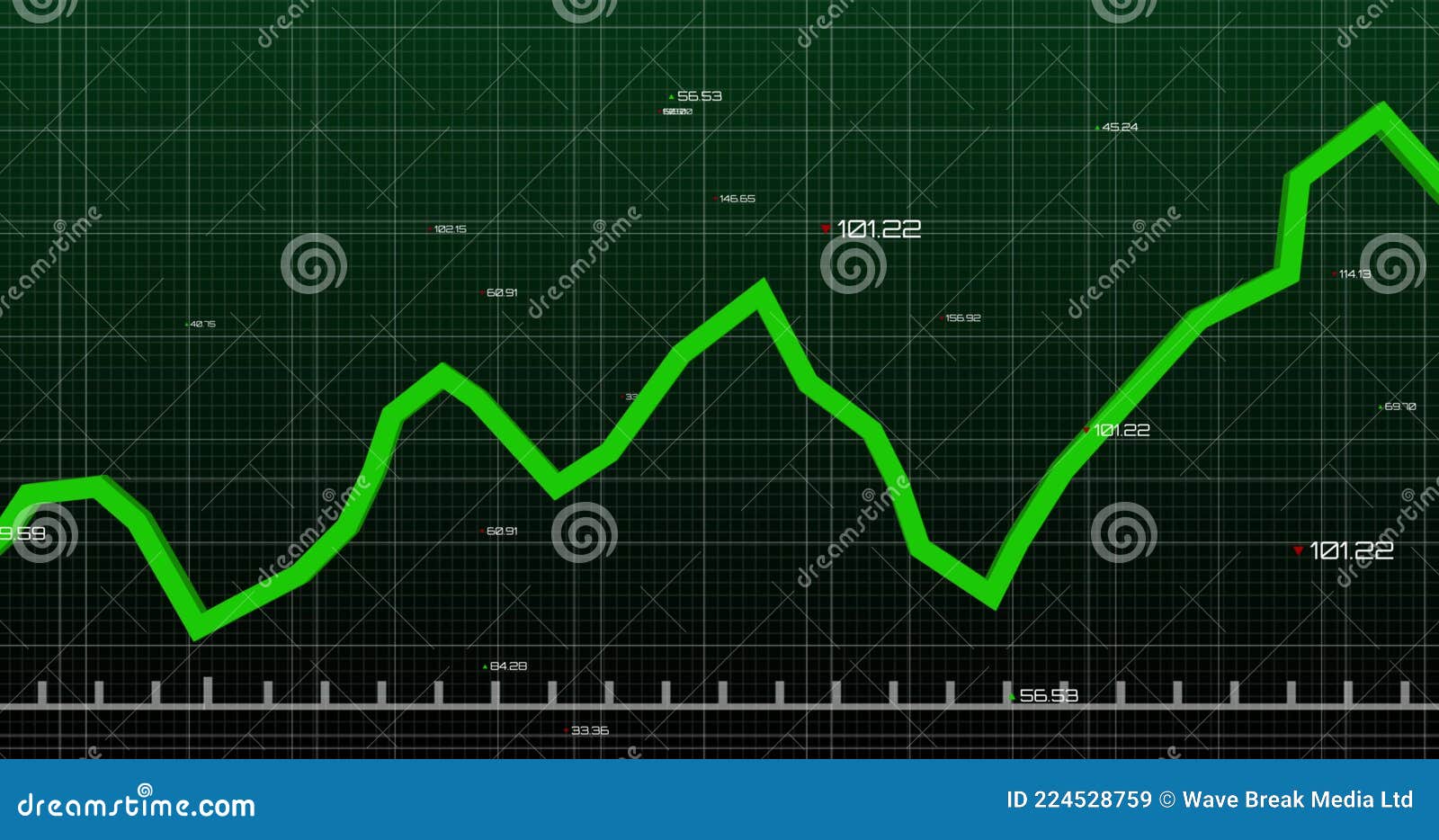 Image of Green Graph Line on Green Grid Stock Illustration ...