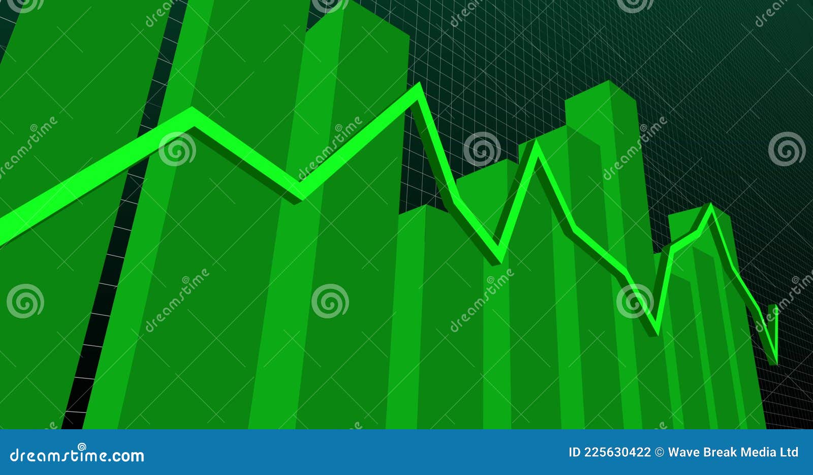 Image of Green Graph on White Grid on Black Background Stock ...