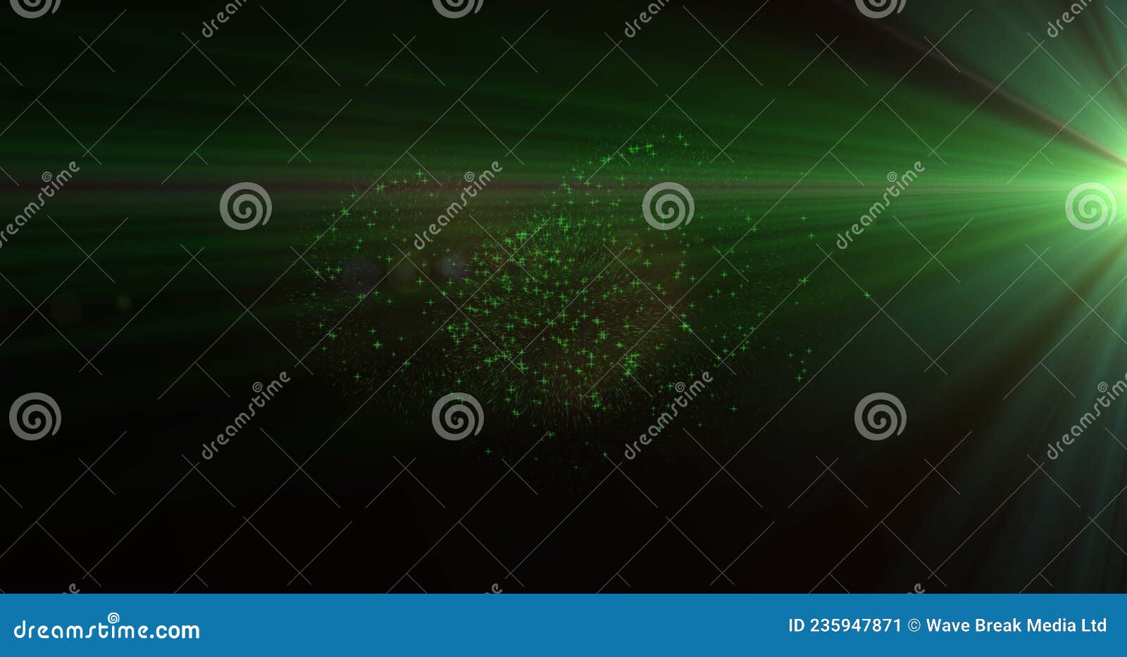 Image of Green Light Beams with Christmas and New Year Fireworks ...