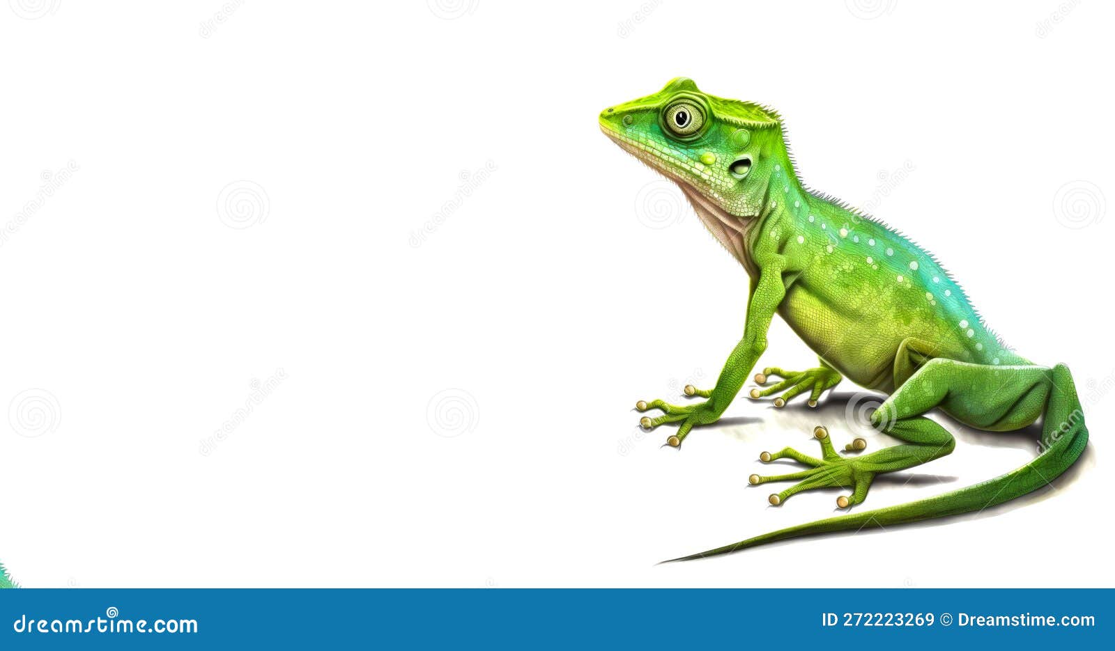 An Image of Green Lizard on White Background. Generative AI Stock ...