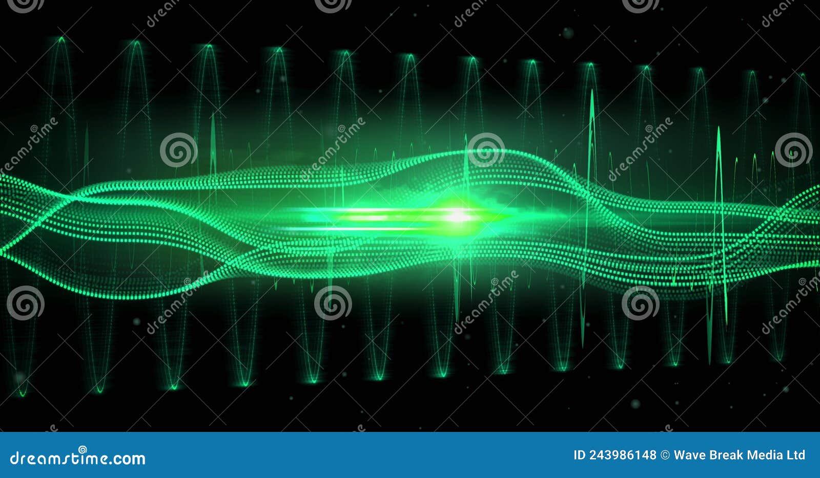 Image of Green Neon Network of Connections Moving Over Black Background ...