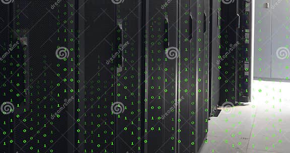 Image of Green Numbers Falling Over Servers Stock Illustration ...