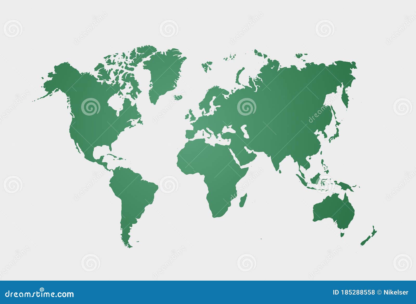 Image of a Green Vector World Map Isolated on White Background. Vector ...