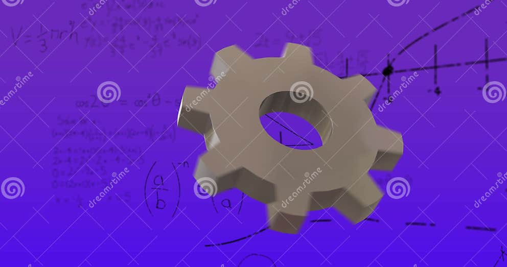 Image of Grey Cog Over Mathematical Data Processing Stock Photo - Image ...