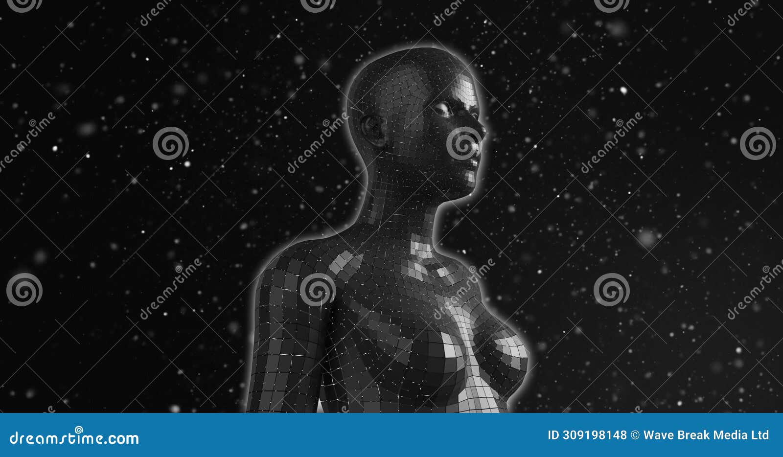 Image of Grey Human Body and Network of Connections on Black Background ...