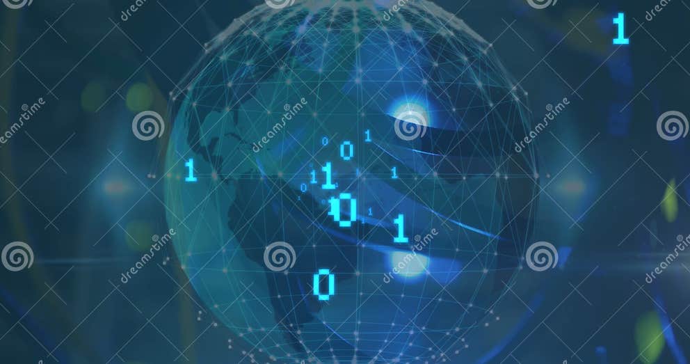Image of Grid Patterned Globe with Binary Codes Against Abstract ...