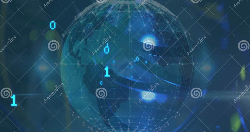 Image Of Grid Patterned Globe With Binary Codes Against Abstract