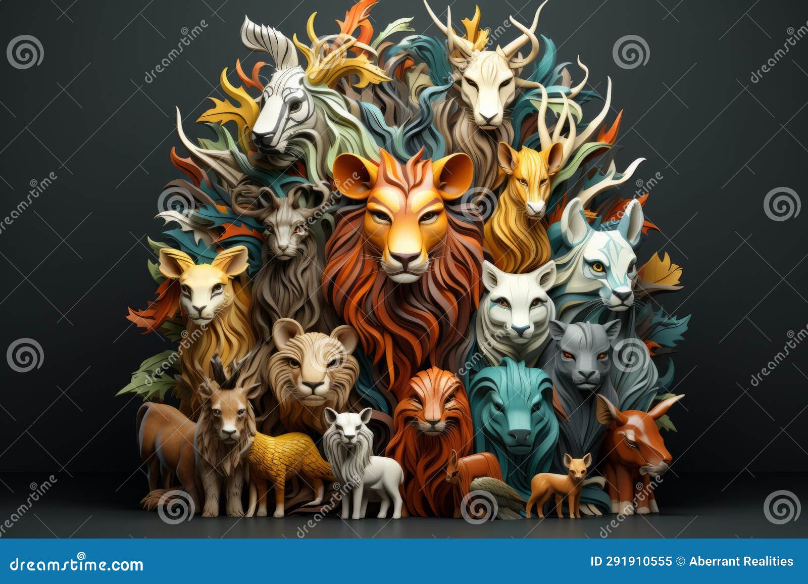 An Image of a Group of Animals in the Shape of a Throne Stock ...