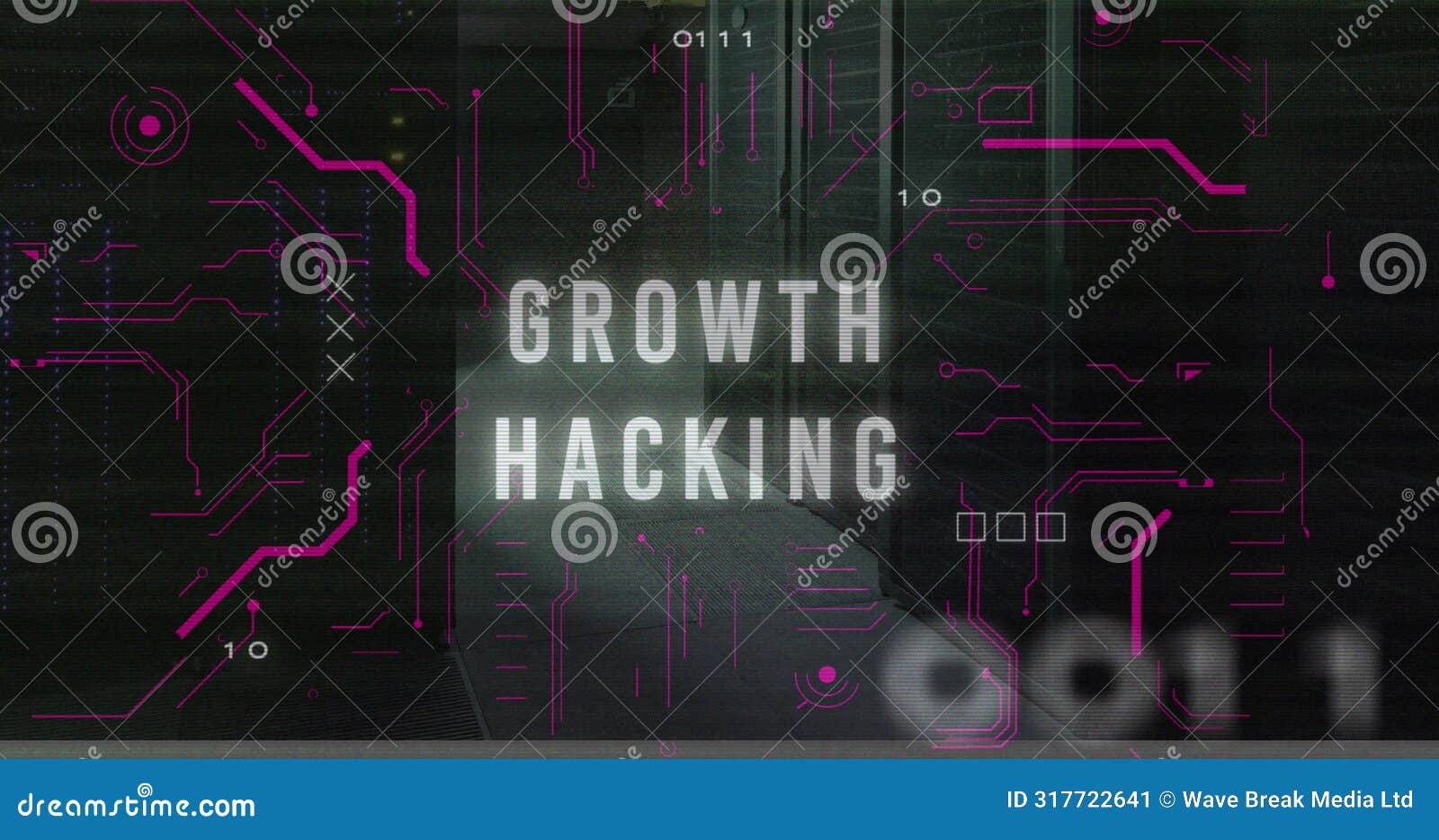 Image of Growth Hacking and Binary Codes Against Server Room in Background Stock Image - Image ...