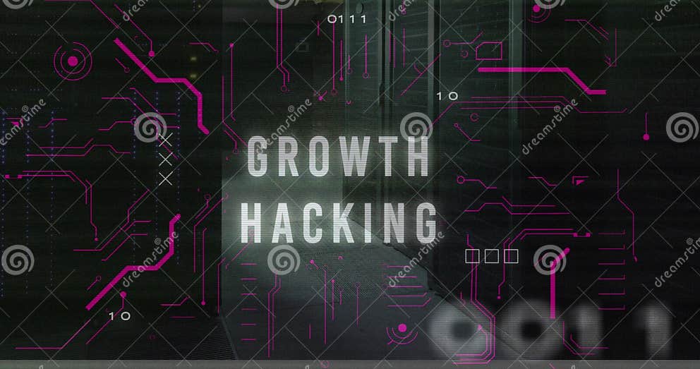 Image of Growth Hacking and Binary Codes Against Server Room in Background Stock Image - Image ...