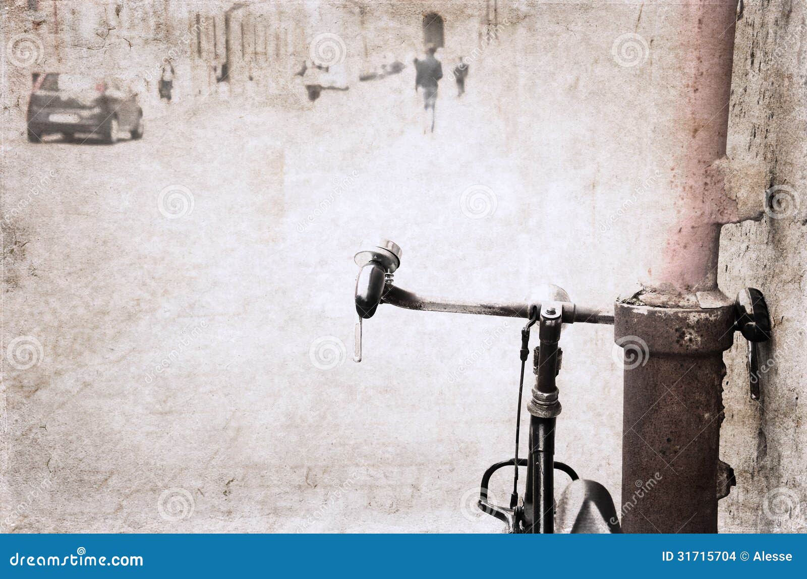 Image in Grunge Style, Bicycle Stock Photo - Image of texture, street ...