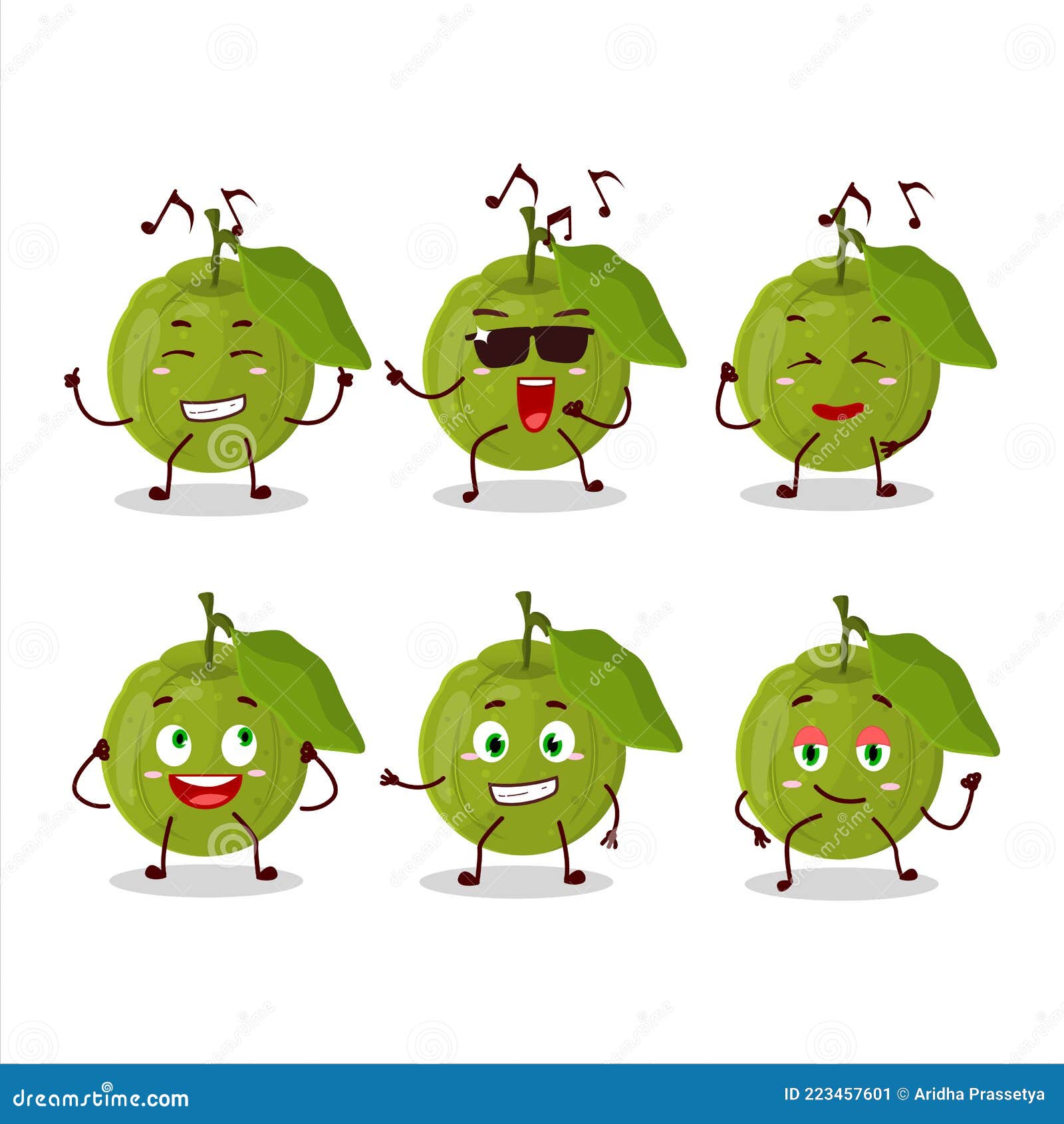 An Image of Guava Fruit Dancer Cartoon Character Enjoying the Music ...