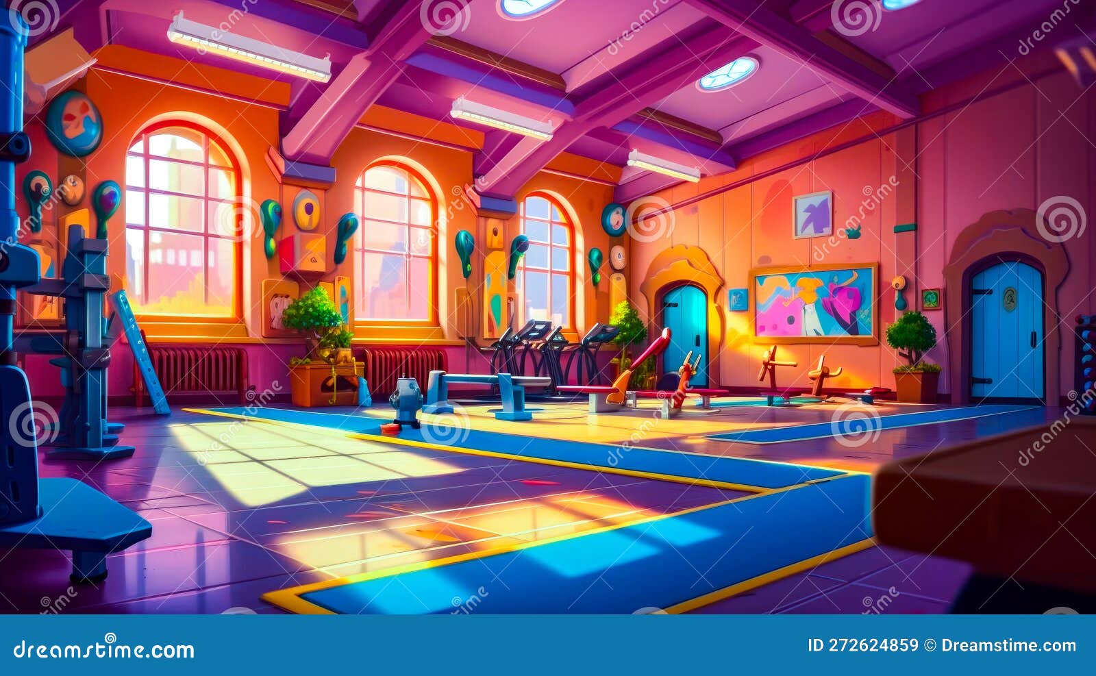 An Image of Gym in Cartoon Style. Generative AI Stock Illustration ...