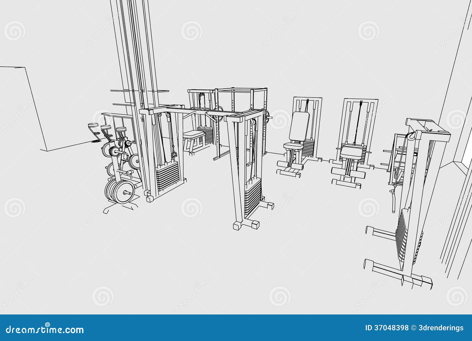 Image of gym interior stock illustration. Illustration of drawing ...