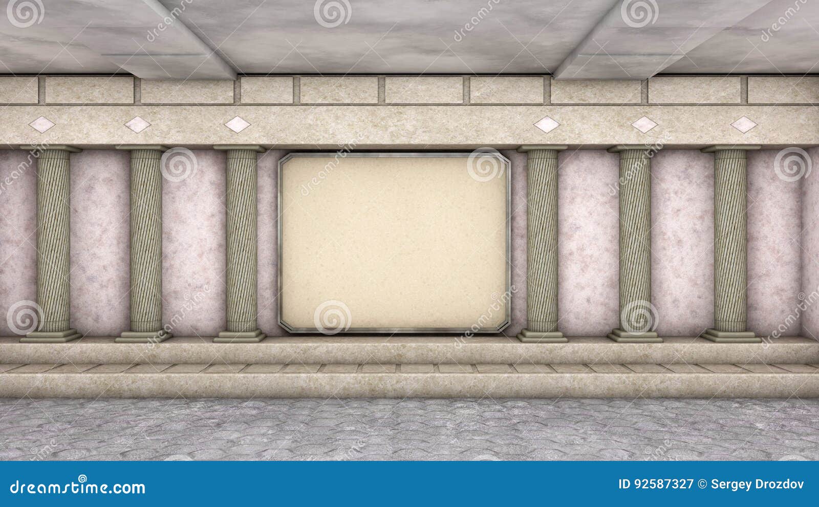 Hall with columns stock illustration. Illustration of concept - 92587327