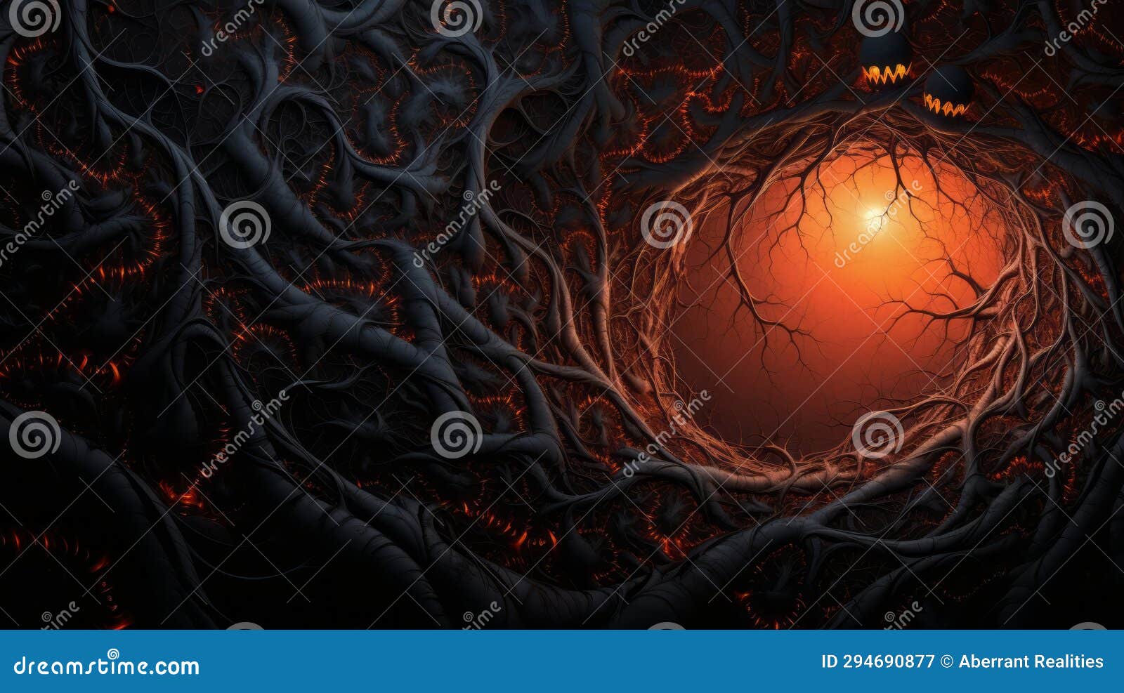 An Image of a Halloween Scene with the Sun in the Background Stock ...