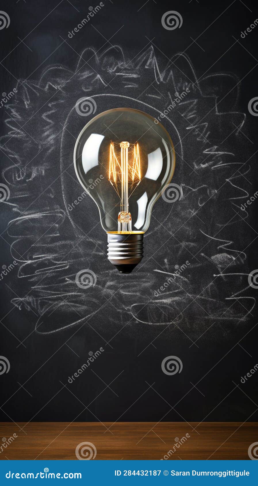 Hand-drawn Light Bulb on Chalkboard Symbolizing Creativity Stock ...