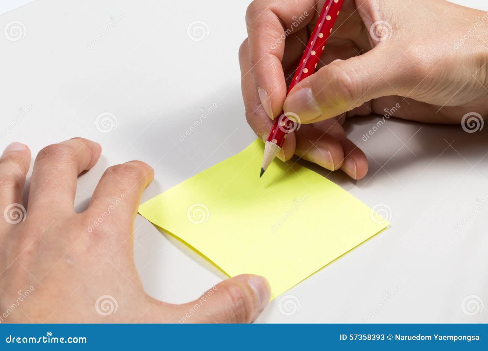 Image of Hand Hold Pencil and Sticky Note Stock Image - Image of board ...