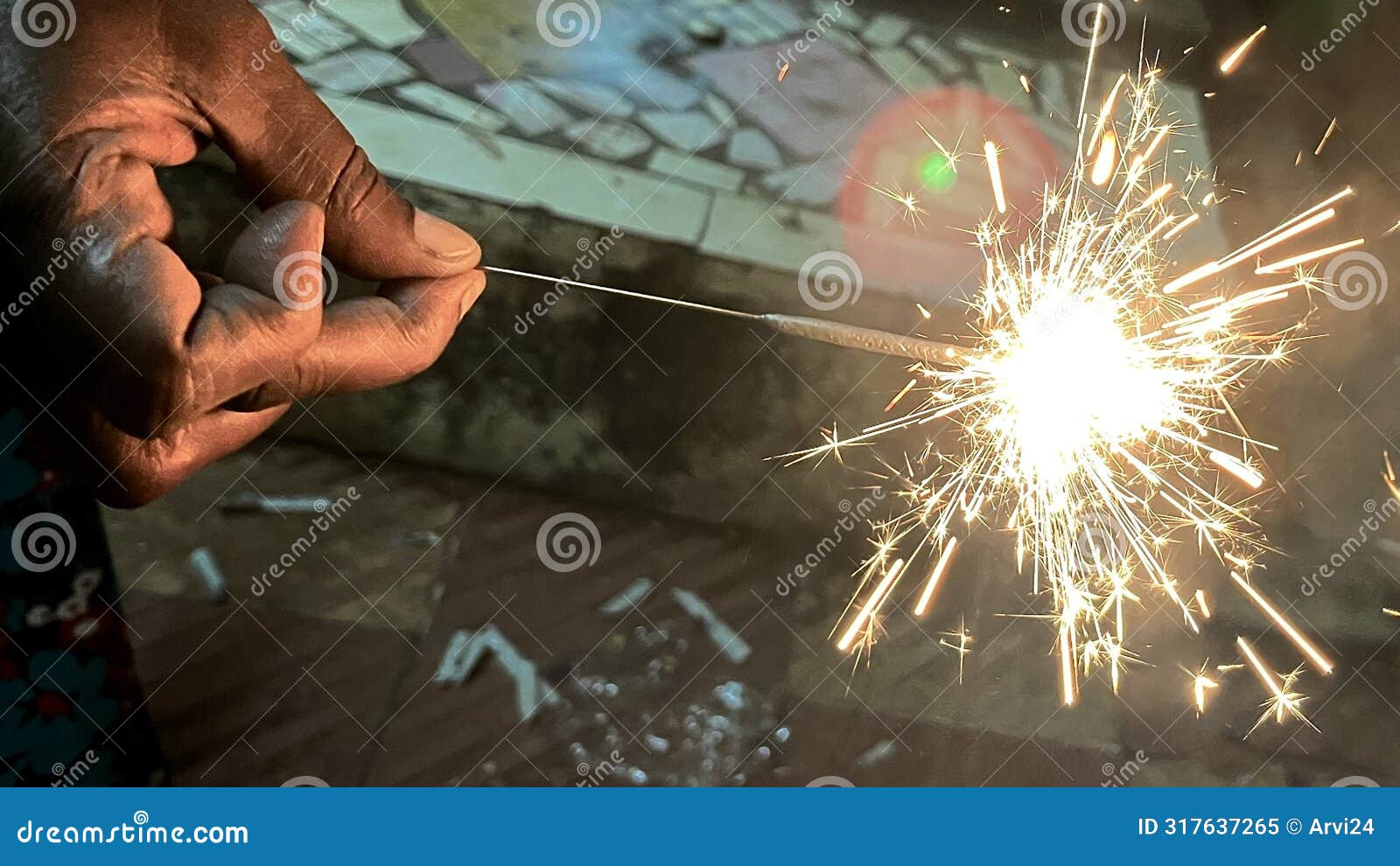 Human Holding a Sparkling Cracker that Was Releasing Fire Stock Image ...