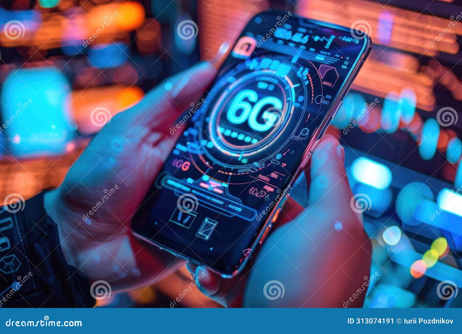 Hand Holding a Smartphone with 6G Network Technology Displayed on the ...