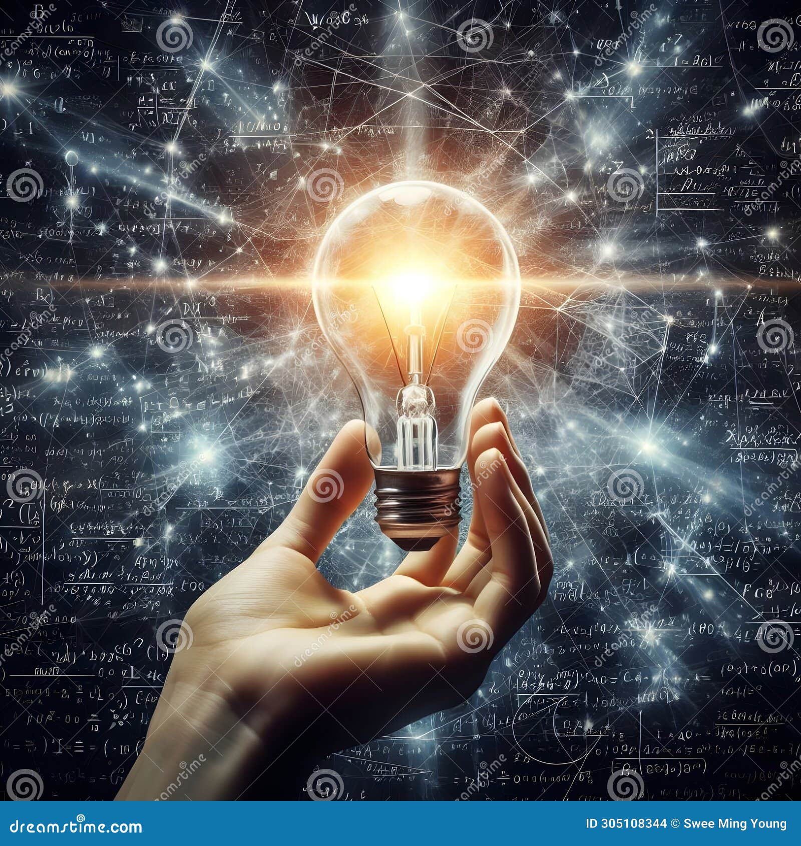 Image of a Hand with a Light Bulb in Its Center, Surrounded by a Web of ...