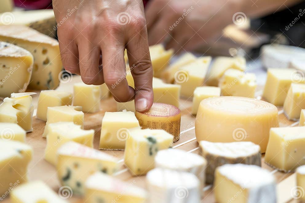 Image of a Hand Picking a Mini Gouda Wheel among a Cheese Selection ...