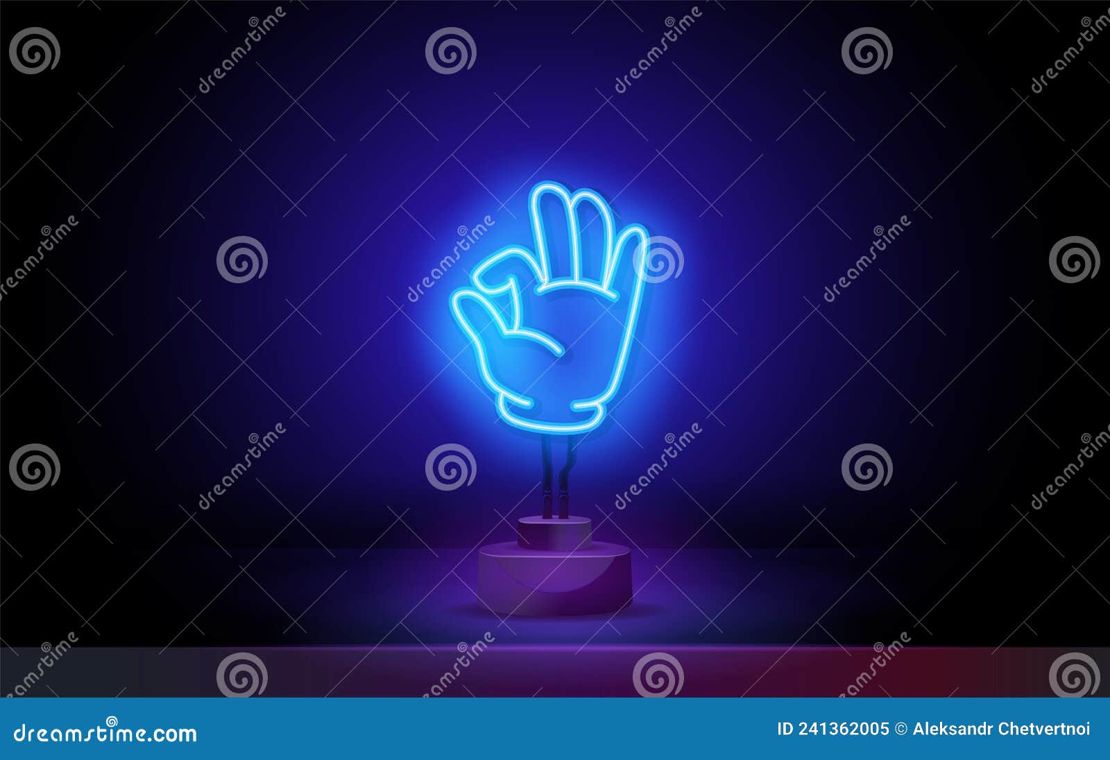 Neon Hand Gesture Icons. the Fingers are Folded into the OK Symbol ... Neon Hand Gesture Icons. the Fingers are Folded into the OK Symbol ...