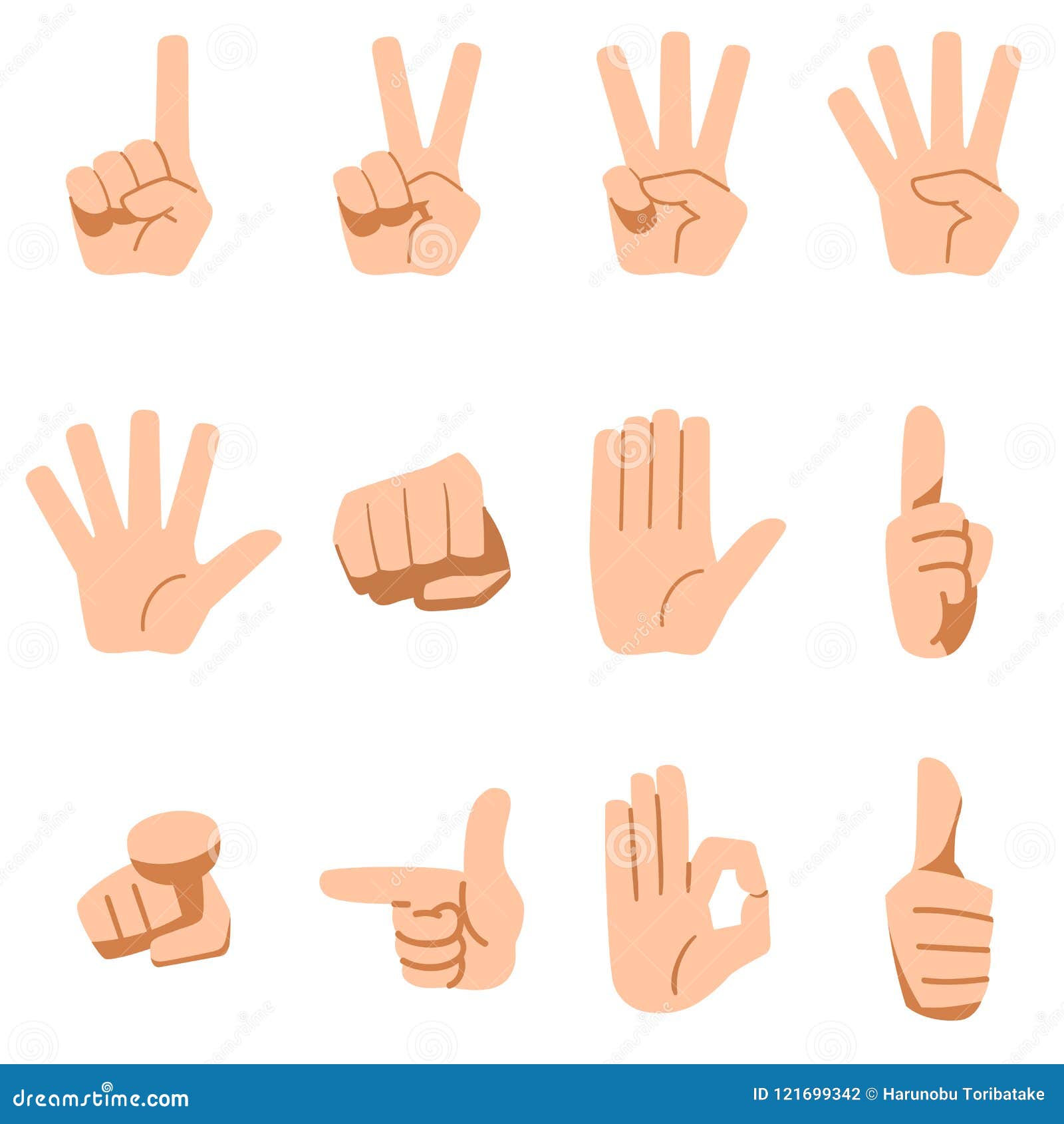 Hand Signs Cartoon Vector | CartoonDealer.com #60207105