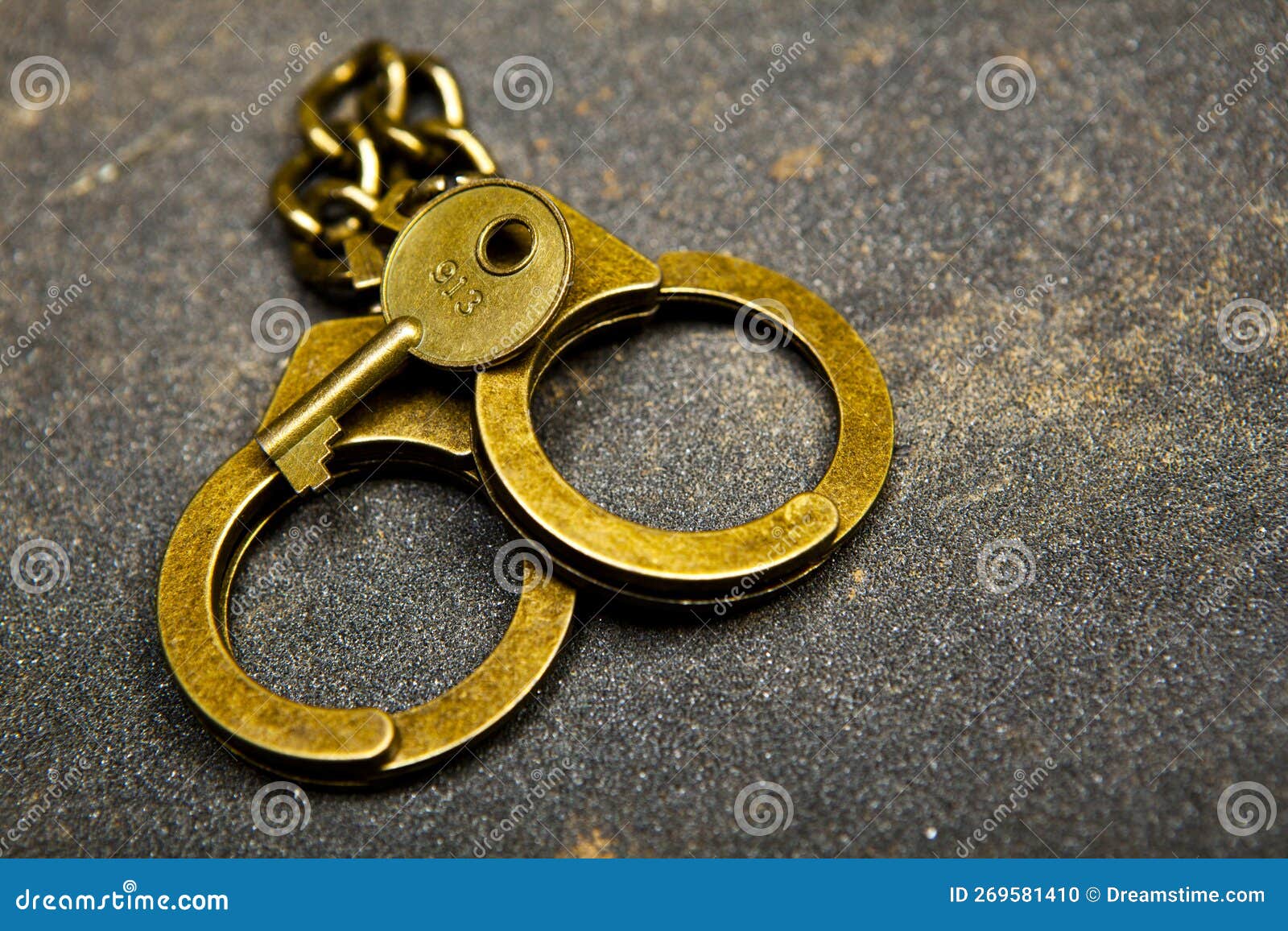 Image of Handcuffs Key Asphalt Background Stock Photo - Image of lock ...