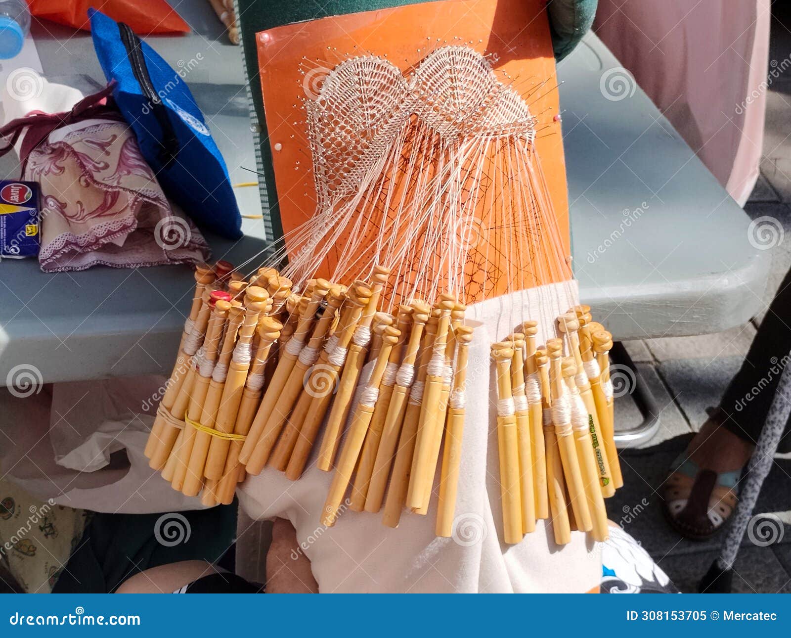 Detail of a Handloom with Colorful Threads Stock Image - Image of hand ...