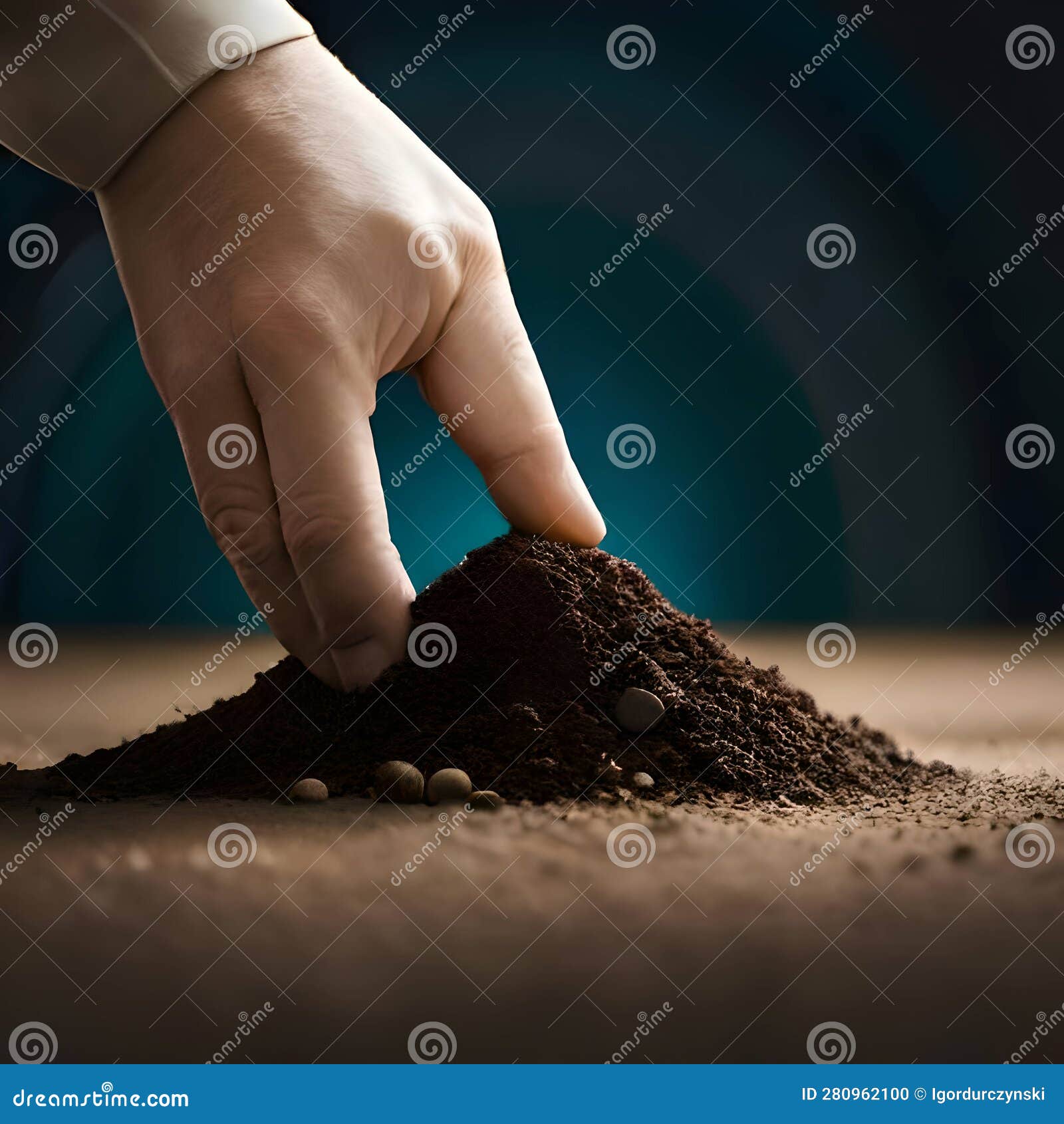 Image of Hands Gently Touching Black Soil Resting on a Table ...