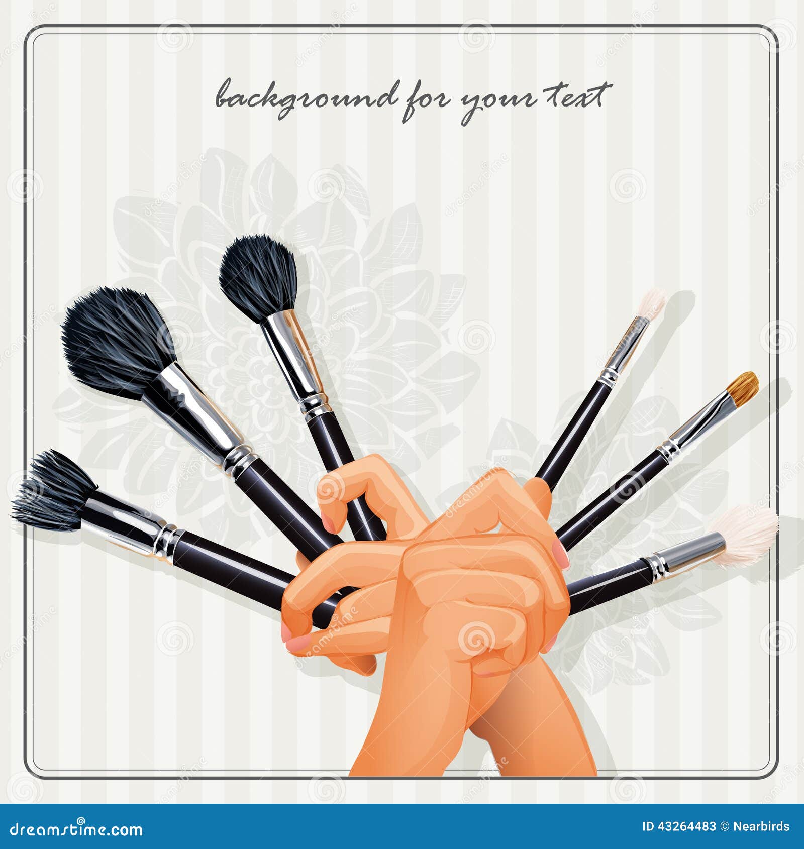 The Image of Hands Holding a Brush for Makeup Stock Vector ...