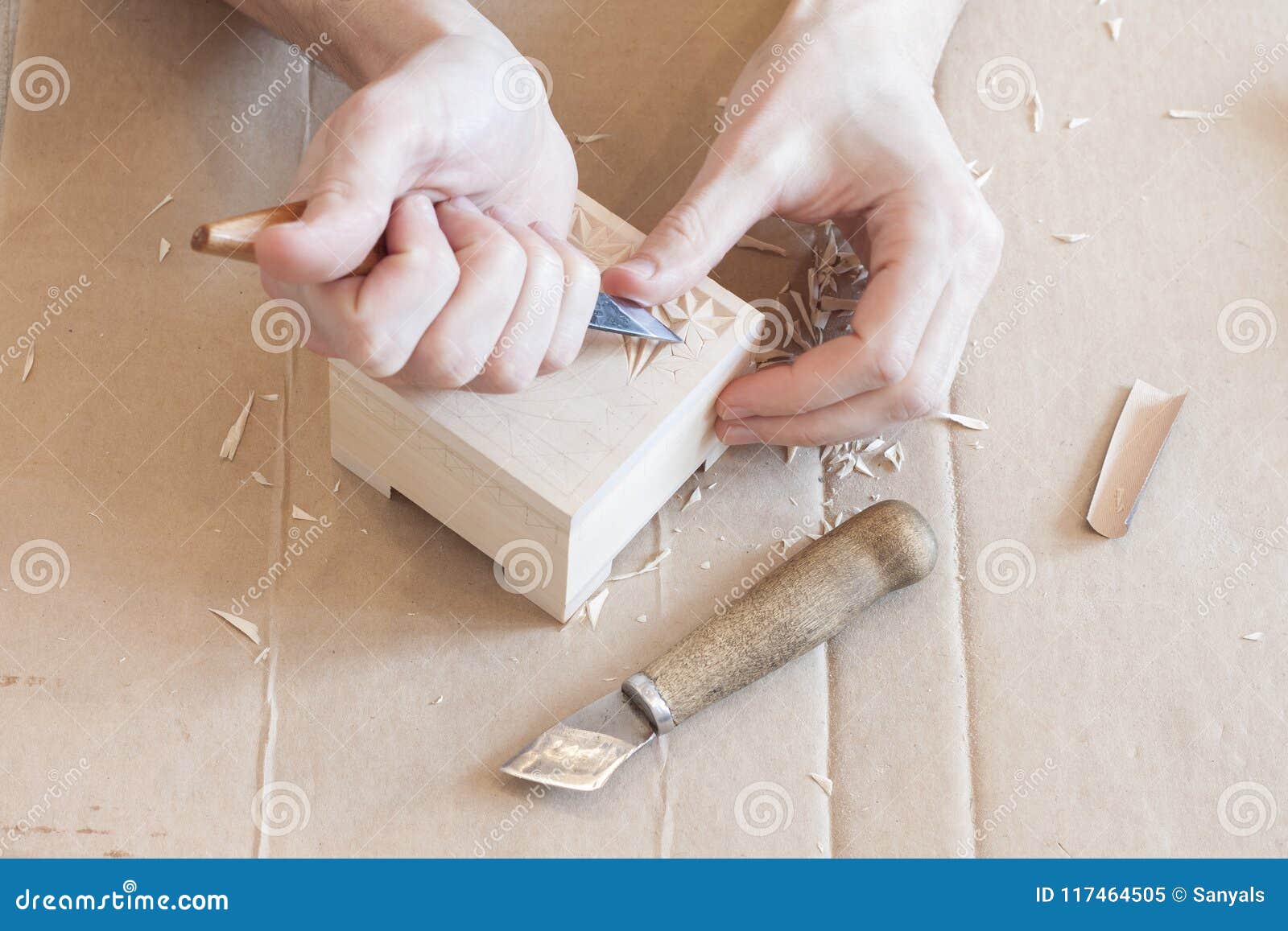 Image of Hands Performing Carving on Wood Stock Image - Image of ...