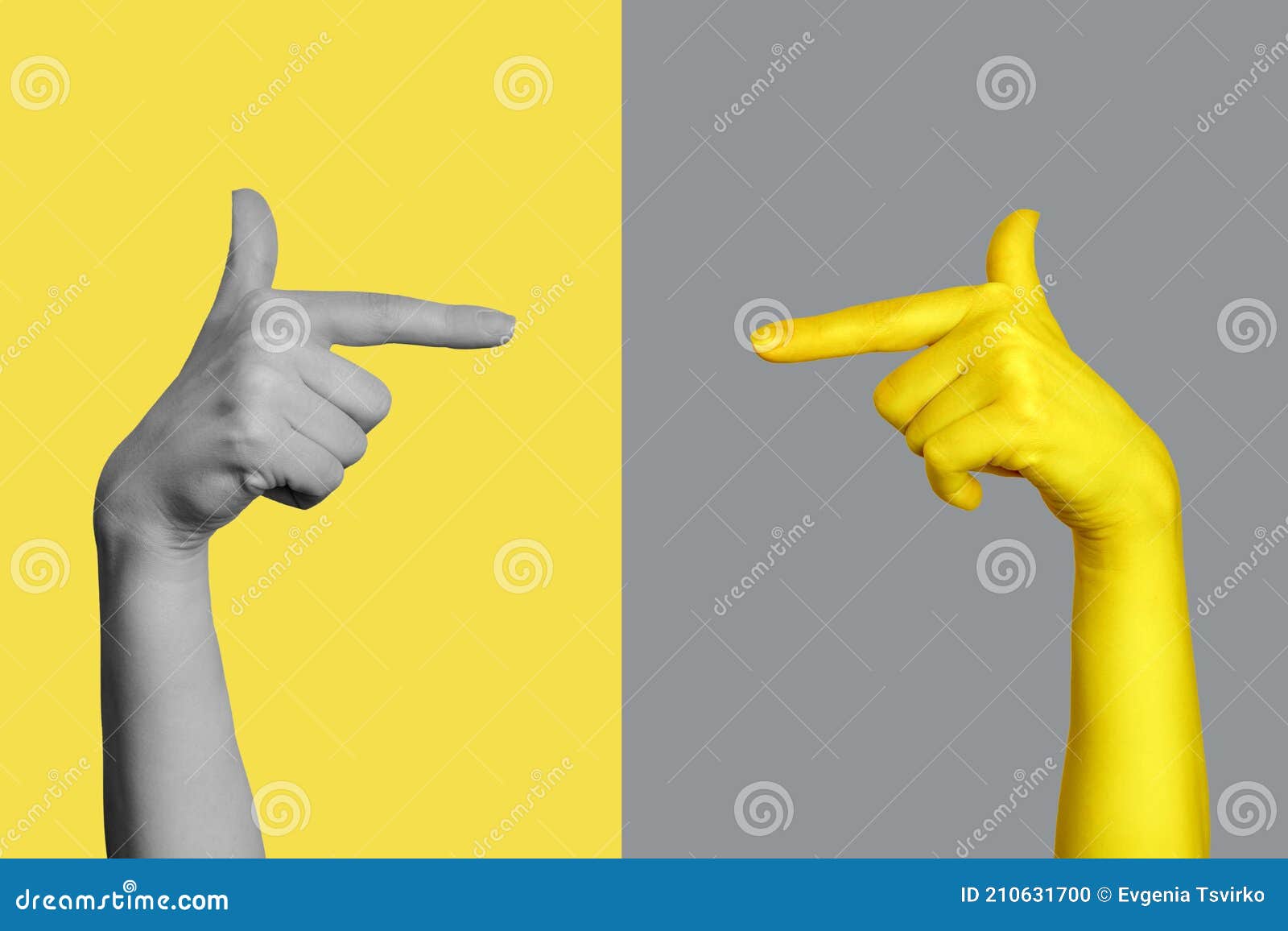 An Image of Hands Pointing at Each Other. the Hand is Gray and Yellow ...