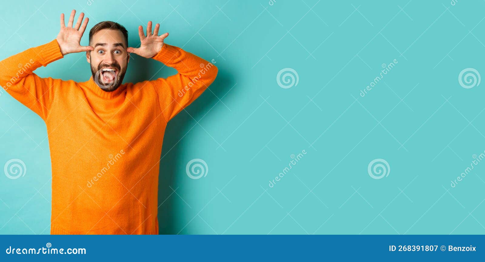 Image of Handsome Caucasian Man Making Funny Faces, Mocking Someone and ...