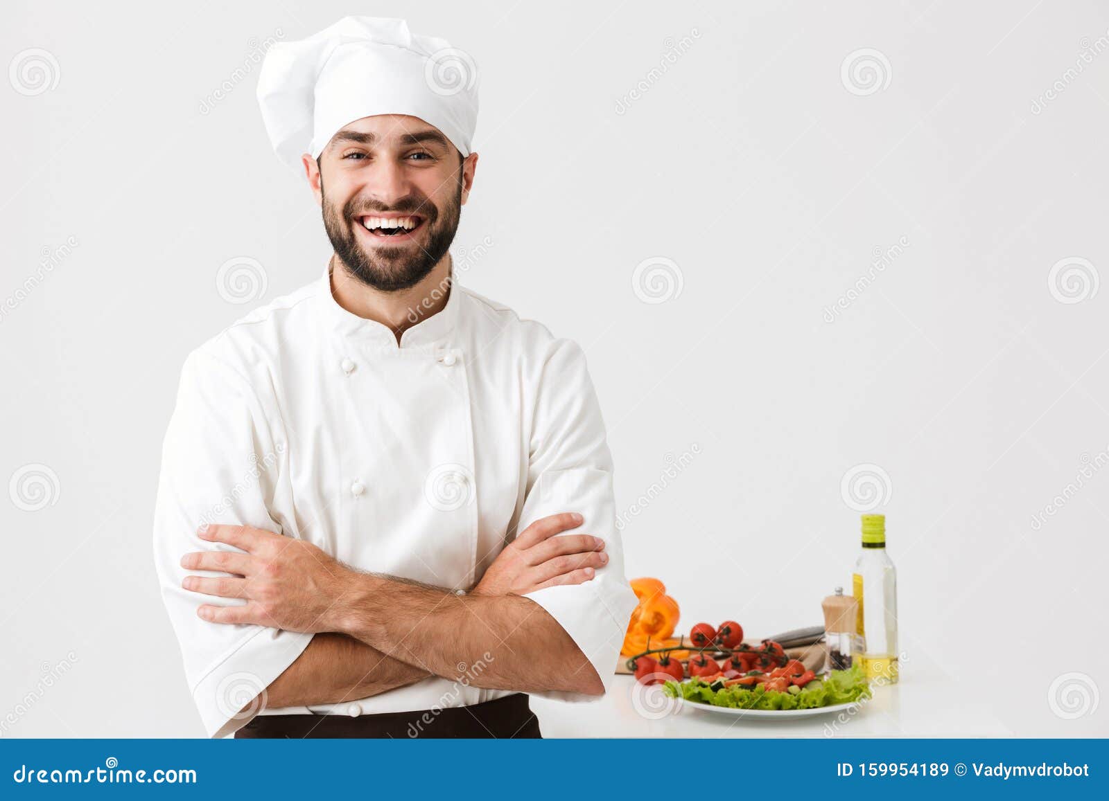 Image of Handsome Chef Man in Cook Hat Smiling and Posing with ...